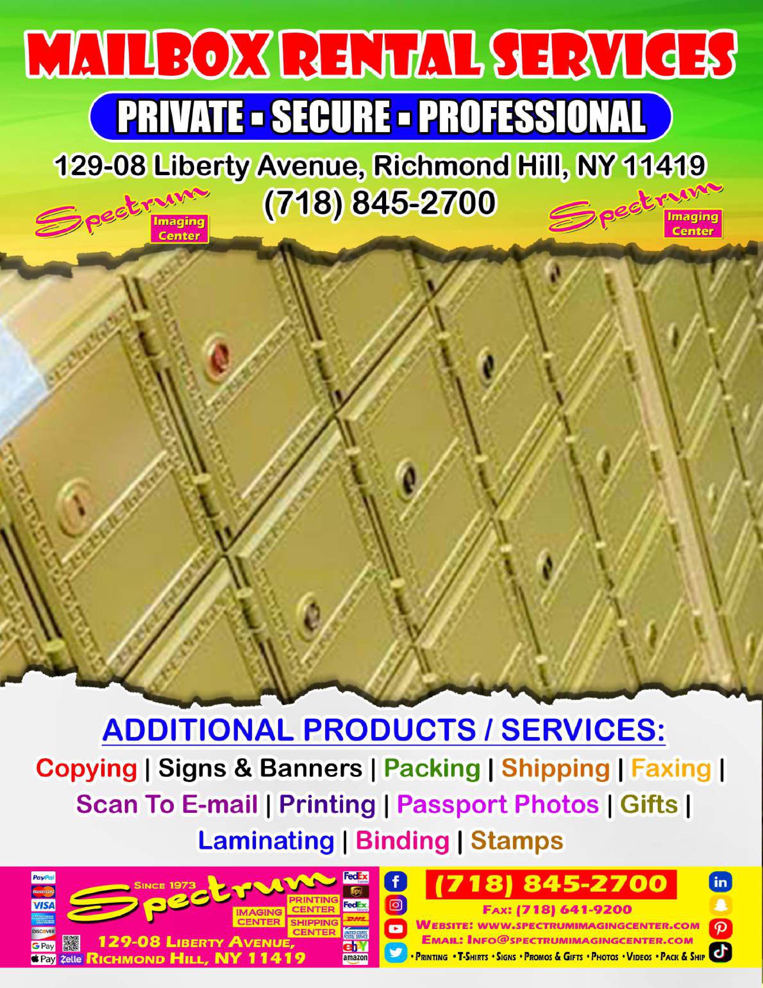 Mailbox Rental | South Richmond Hill, NY | Spectrum Shipping Center